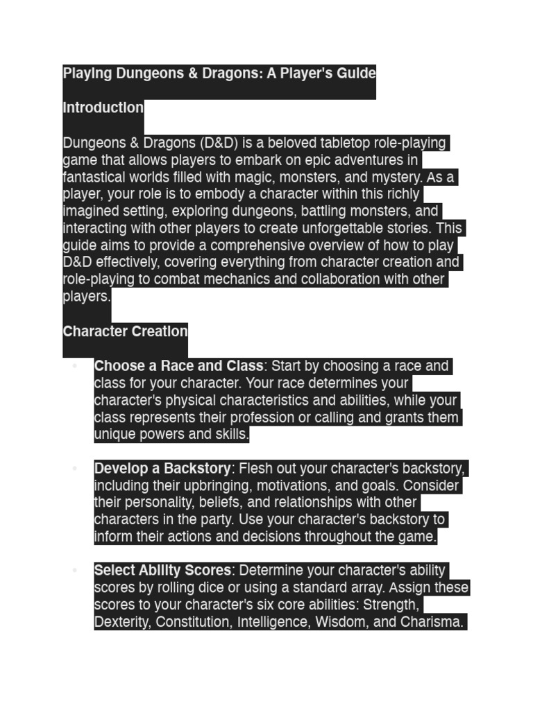 DND Players Guide | PDF