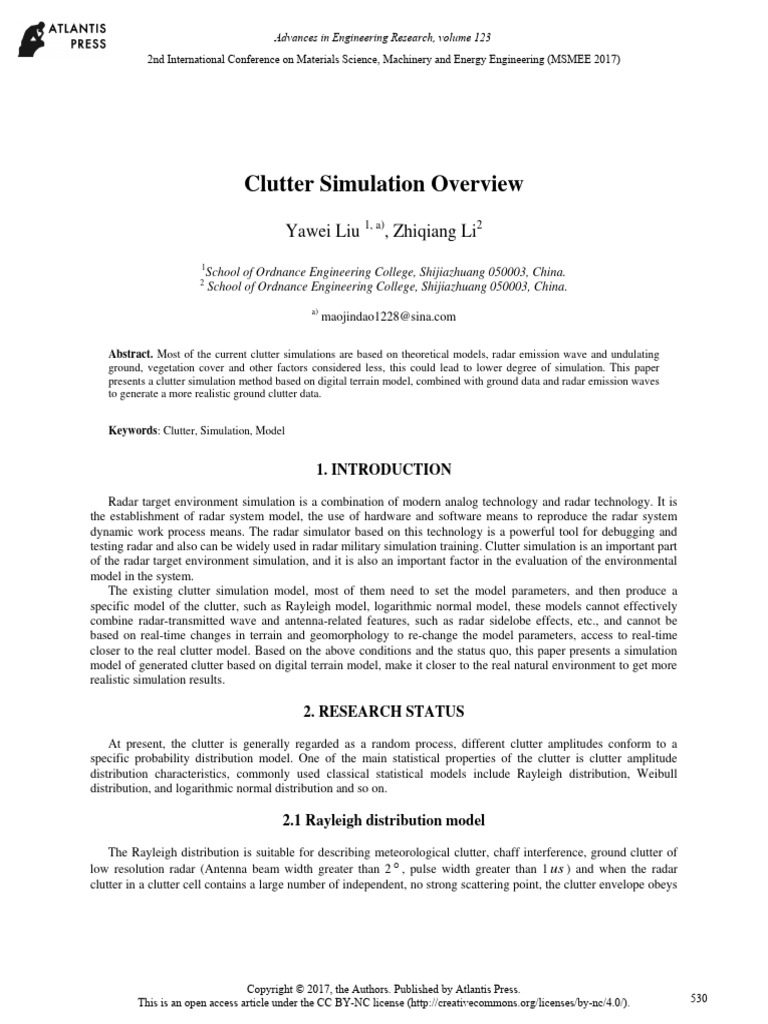 Clutter Simulation Overview: Yawei Liu, Zhiqiang Li | PDF | Radar ...