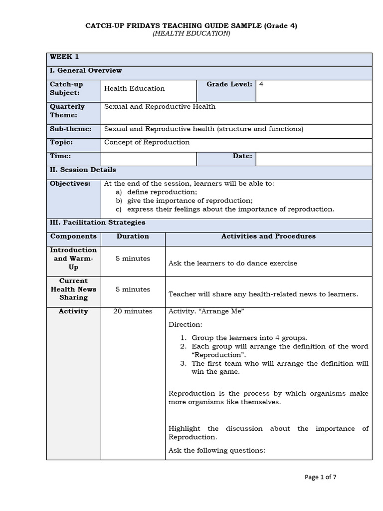 Sample Teaching Guide Catchup Health Grade4 | PDF | Puberty | Health ... Sample Teaching Guide Catchup Health Grade4 | PDF | Puberty | Health ...