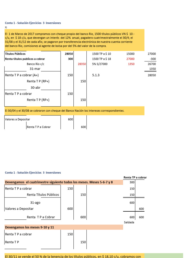 Conta 1 Ejerc 3 Inversiones 1 | PDF