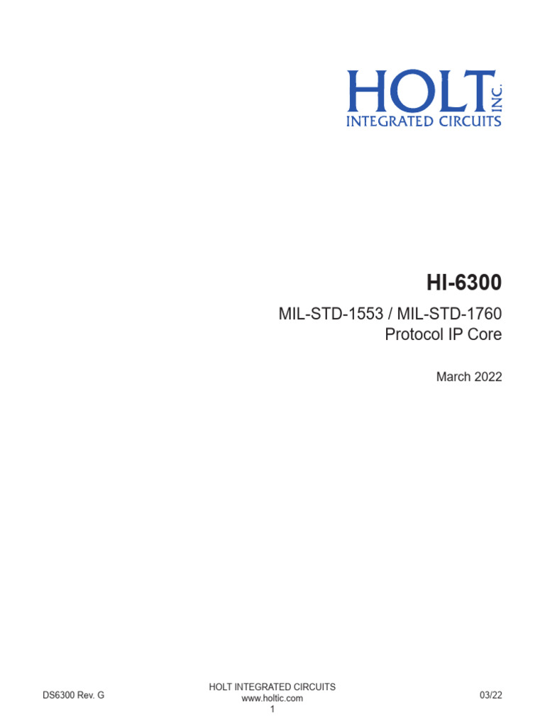 MIL-STD-1553 / MIL-STD-1760 Protocol IP Core: March 2022 | PDF