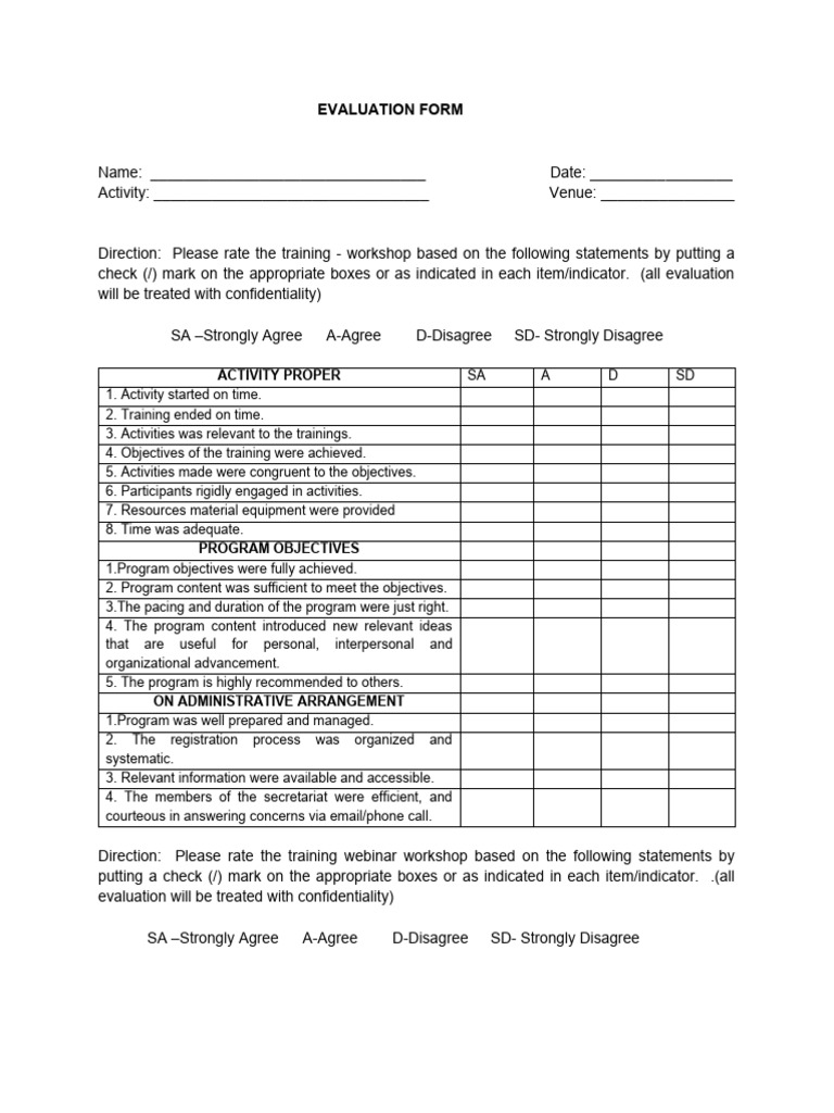 Evaluation Form | PDF | Cognition | Human Communication