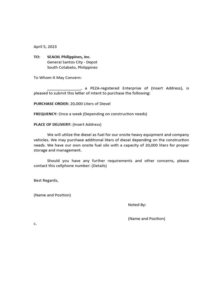 Letter of Intent | PDF