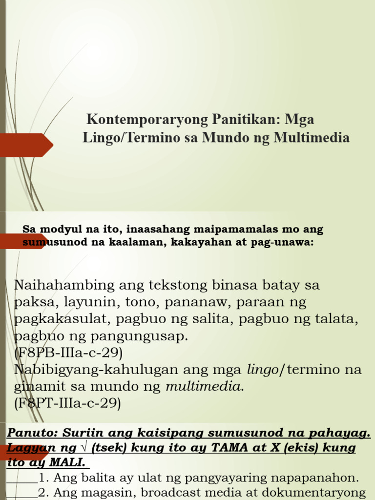 Fil8 Q3 Week 1 | PDF