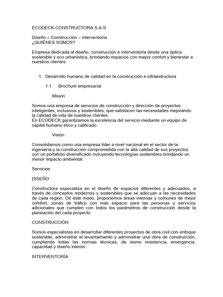 Ecodeck Constructora S | PDF