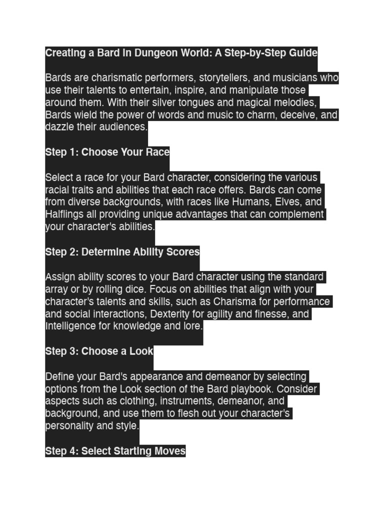 Bard - Guide | PDF | Role Playing Games