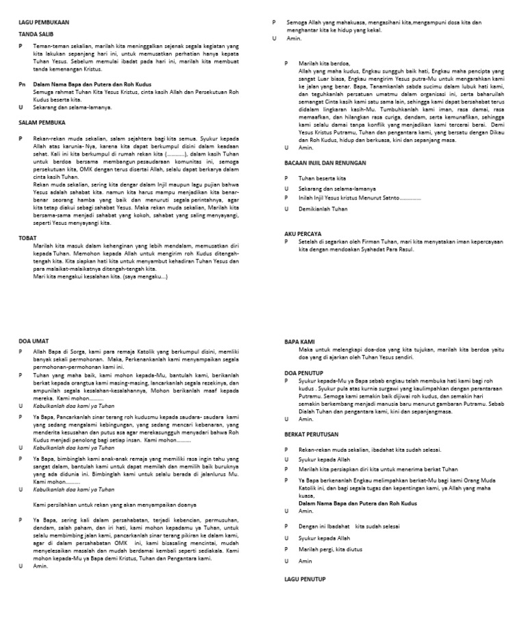 Panduan Ibadat OMK | PDF