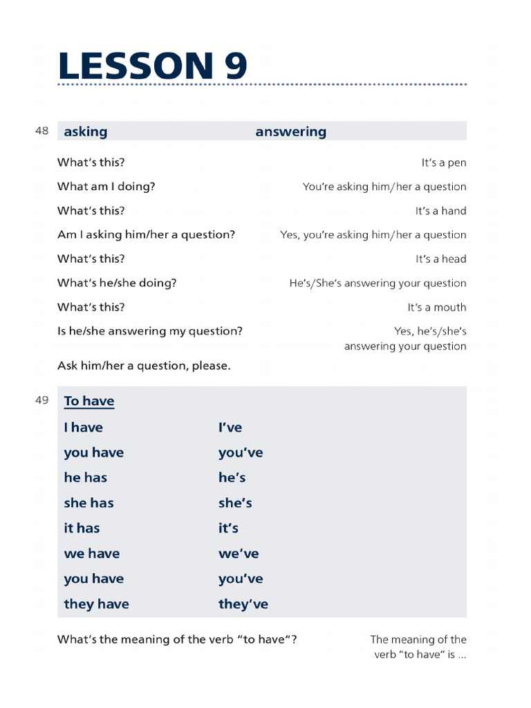 Lesson 9 - Conversation | PDF
