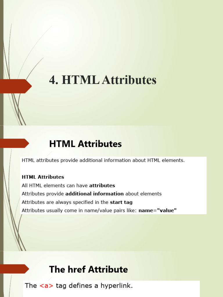 HTML Atrributes | Download Free PDF | Html Element | Hyperlink