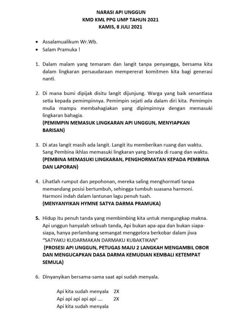 Atur Acara API Unggun KMD KML PPG | PDF