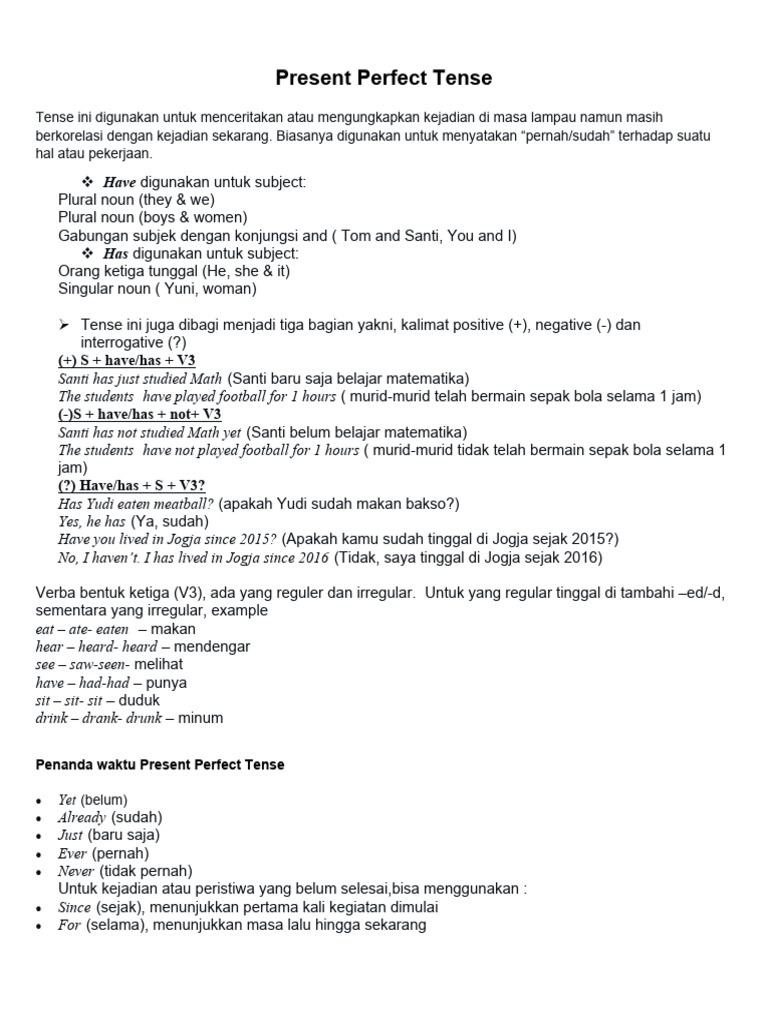 Present Perfect Tense | PDF