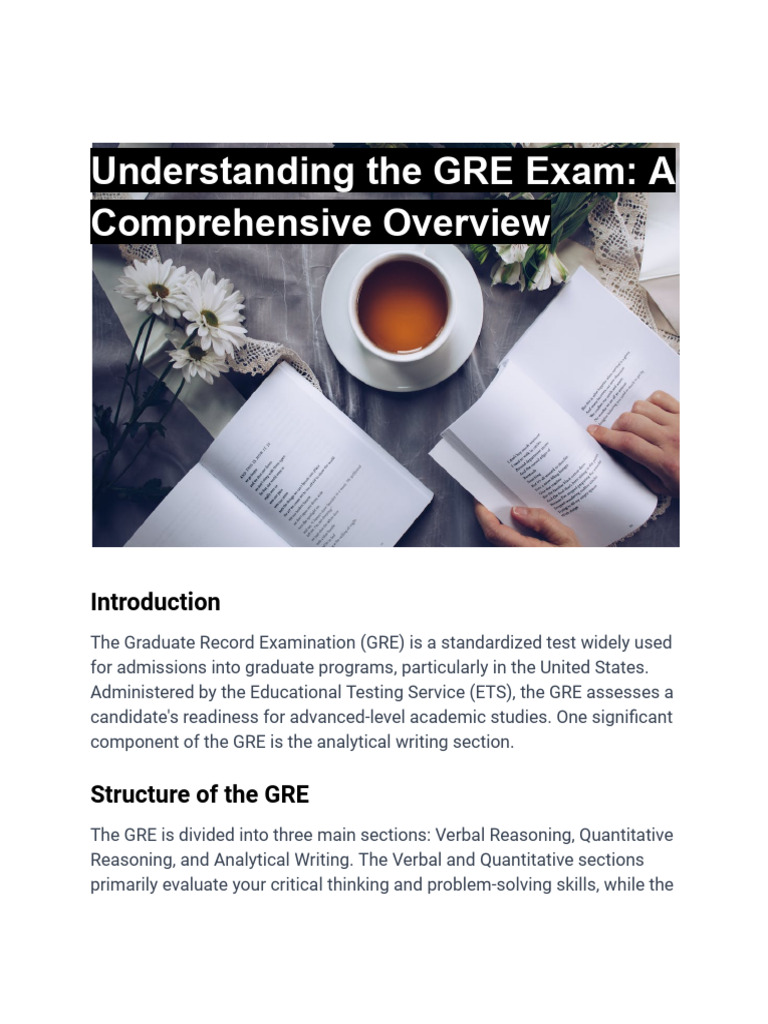 Understanding The GRE Exam - A Comprehensive Overview | PDF | Graduate Record Examinations ...