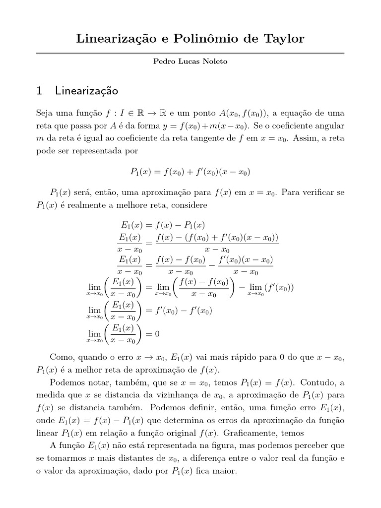 Polinômio de Taylor e Linearização | PDF | Matemática | Cálculo