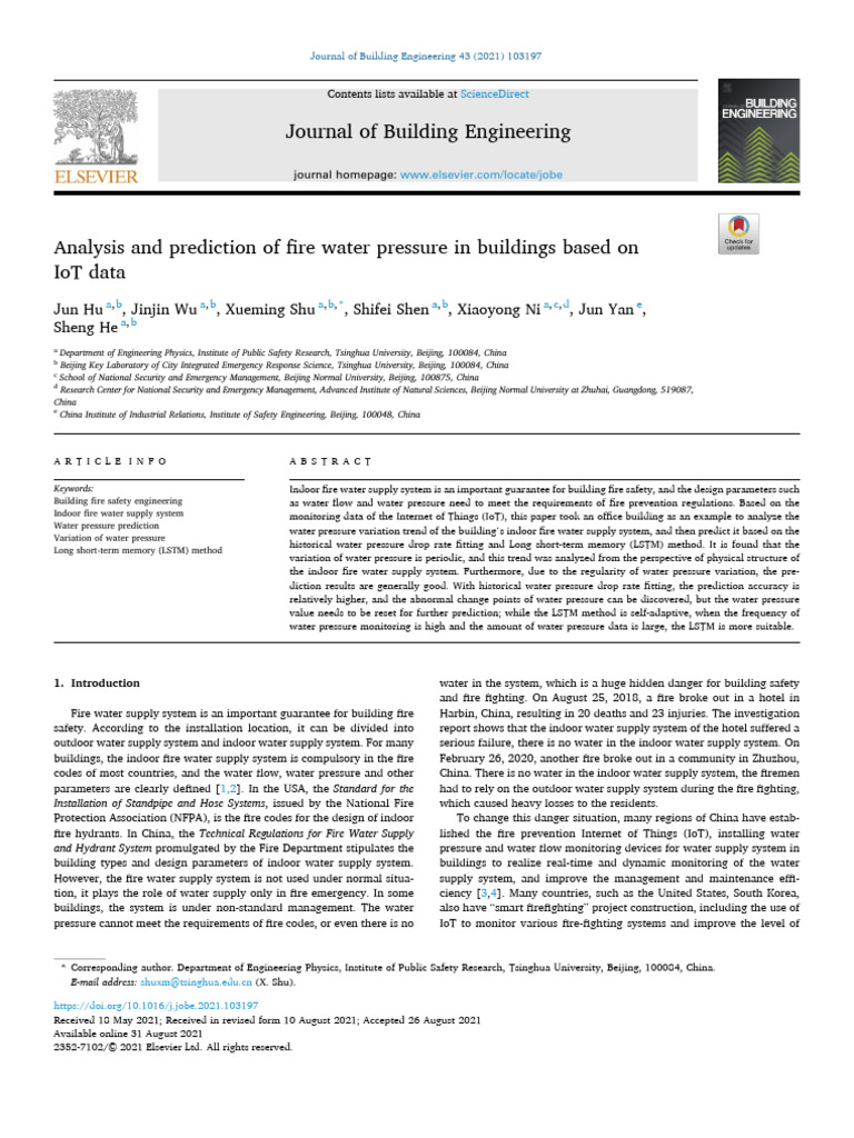 Analysis and Prediction of Fire Water Pressure in Buildings Based On ...