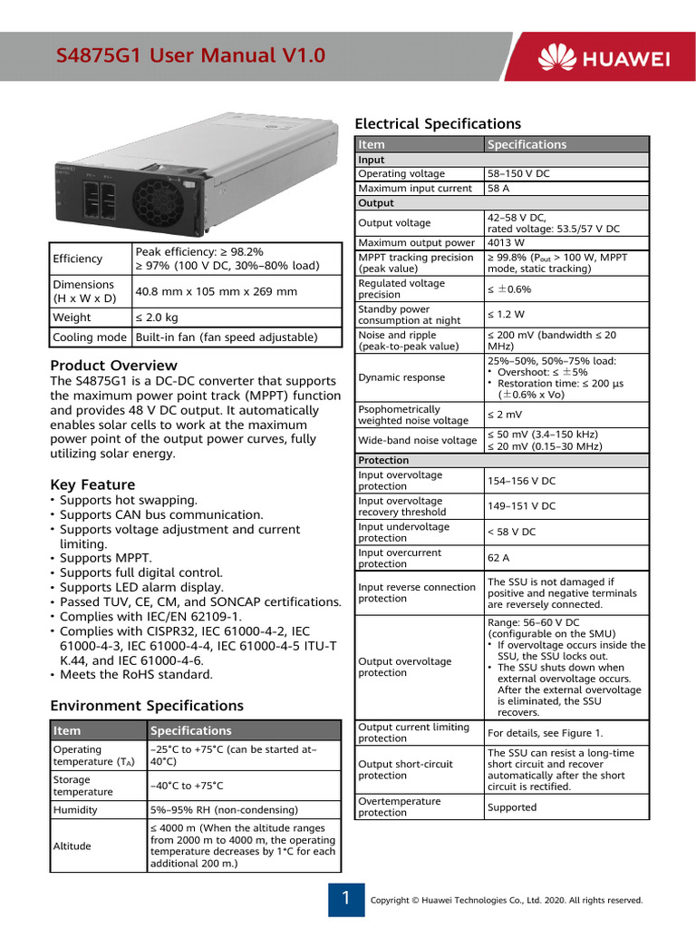S4875G1 User Manual V1.0 | PDF | Power Engineering | Manufactured Goods