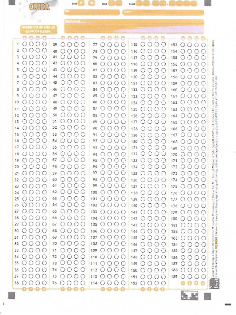 Hoja de Respuesta de Cuida | PDF