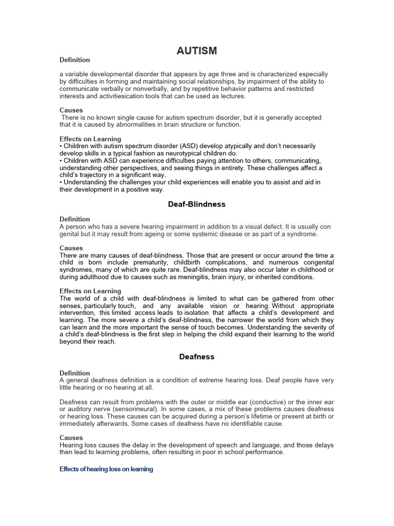 AUTISM | PDF | Autism Spectrum | Ear