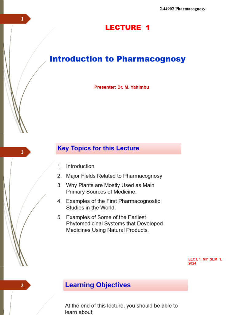 Lect 1 - Introduction To Pharmacognosy - Feb 14 2024 | PDF | Pharmacognosy | Traditional Chinese ...