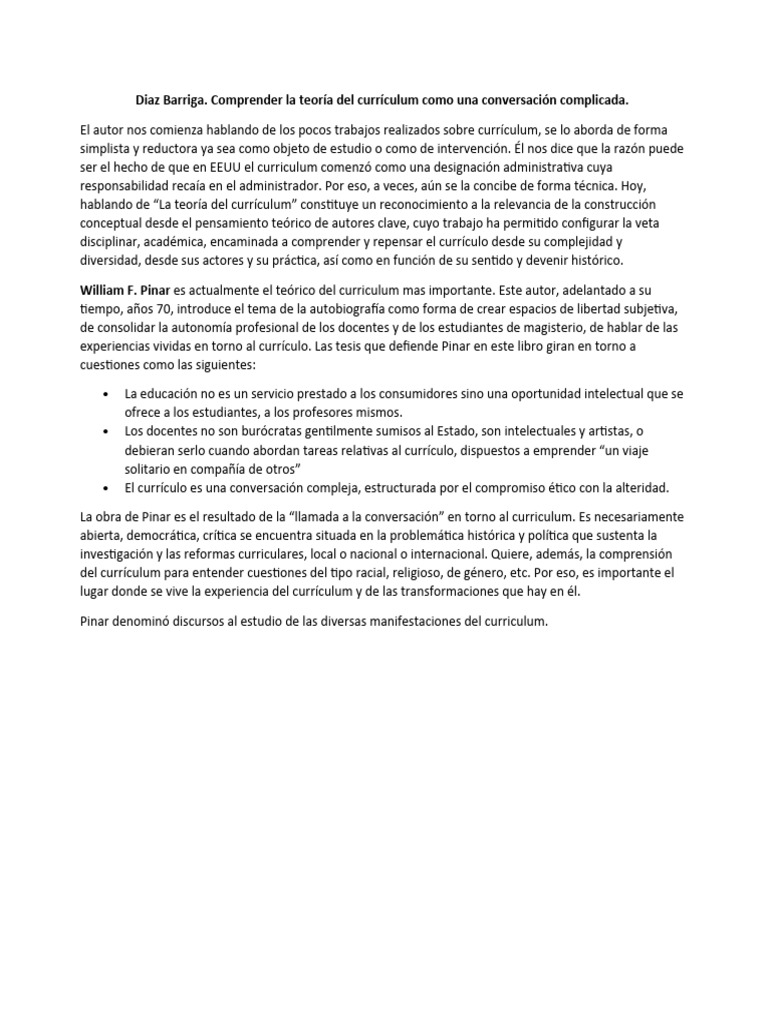 Teoría del Currículum: Conversación Compleja | PDF | Historia