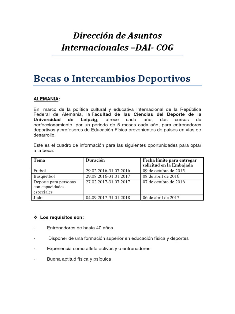 Becas e Intercambios Internacionales | PDF