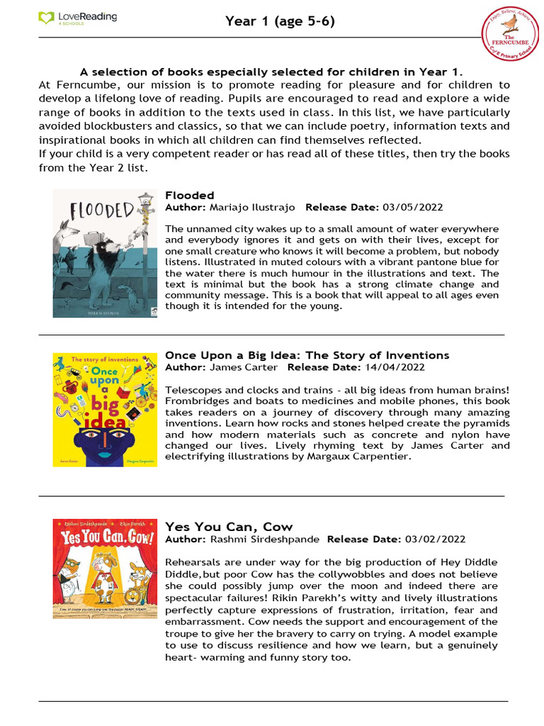 Recommended Reading List - Year 1 | Download Free PDF | Poetry