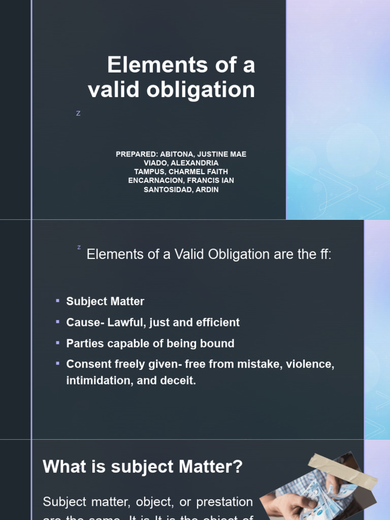 Elements of A Valid Obligation | PDF