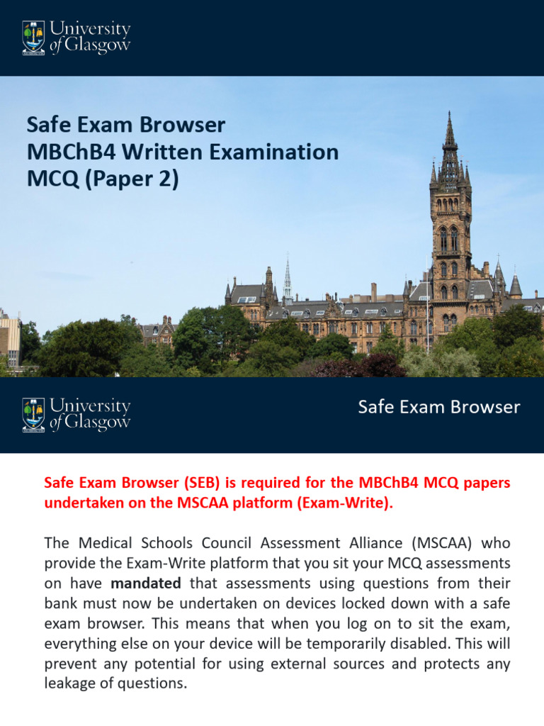 MBChB4 Exam: Safe Exam Browser Guide | PDF | Multiple Choice | Computer ...