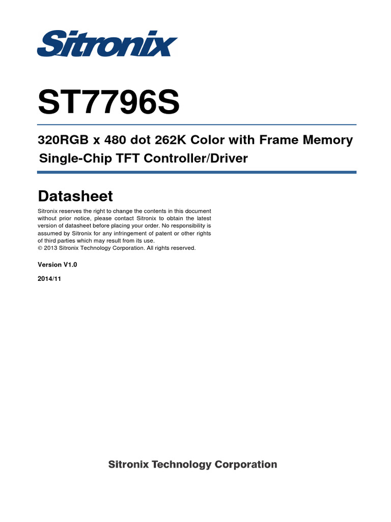ST7796S Sitronix | PDF