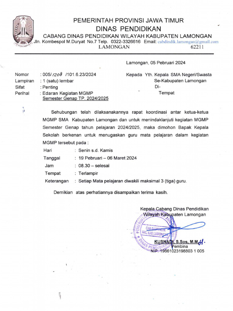 Edran Kegiatan MGMP SMA20240213 - 10475088 | PDF