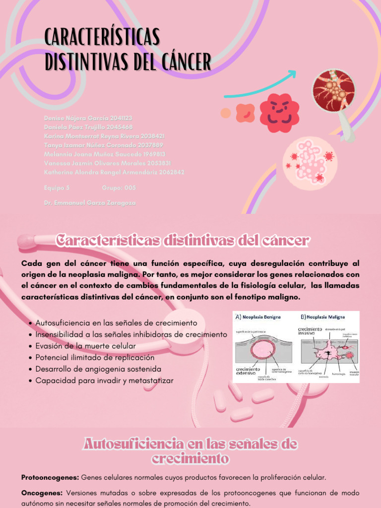 Características Distintivas Del Cancer Equipo 5 | PDF | Gen supresor de ...