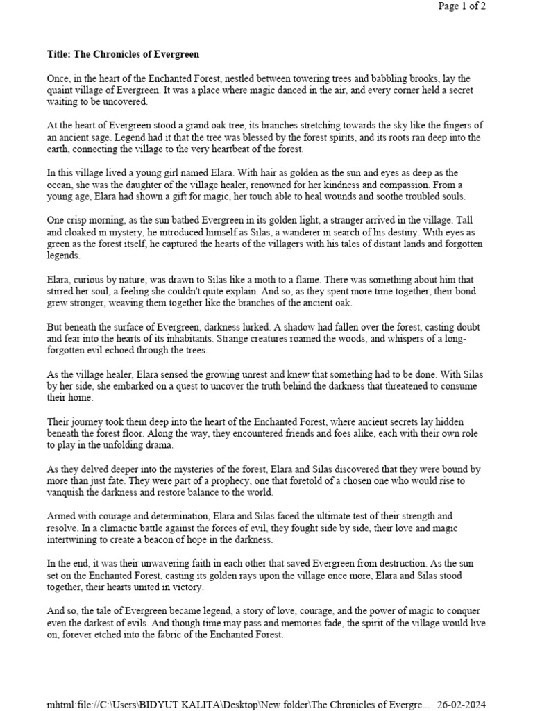 The Chronicles of Evergreen | PDF