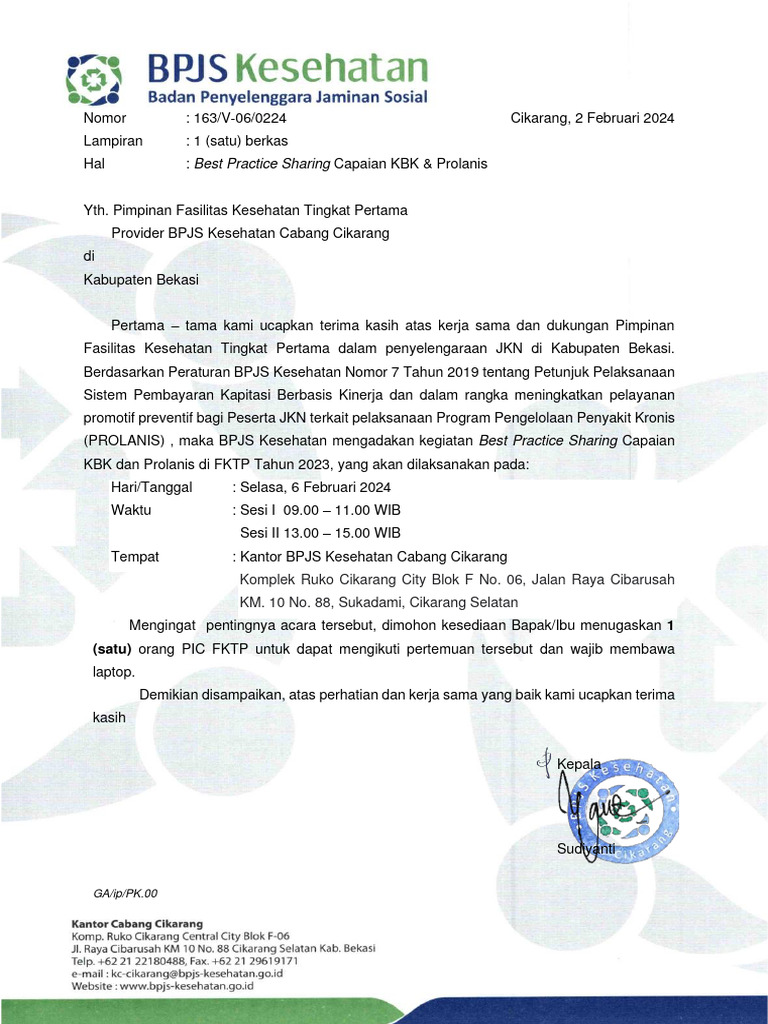 Surat Udangan BPS Klinik | PDF