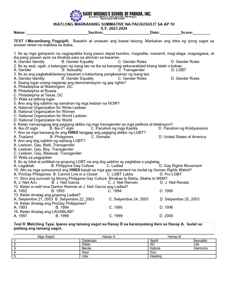 3rd Periodical Summative AP10 | PDF