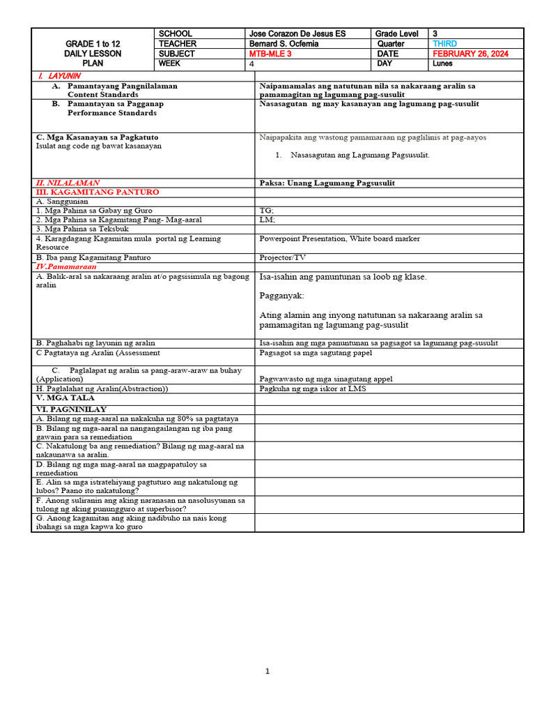 Dlp Epp4 Q3 W2d5 Lagumang Pagsusulit Pdf