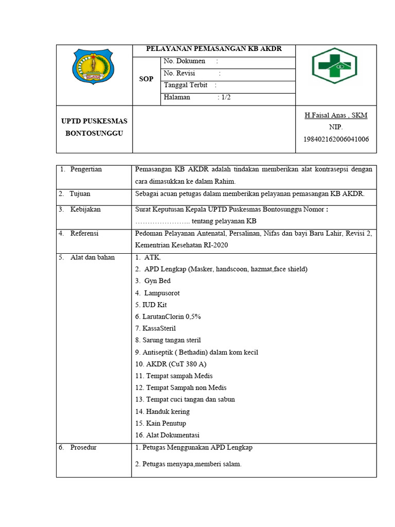 Sop KB Pemasangan Akdr | PDF