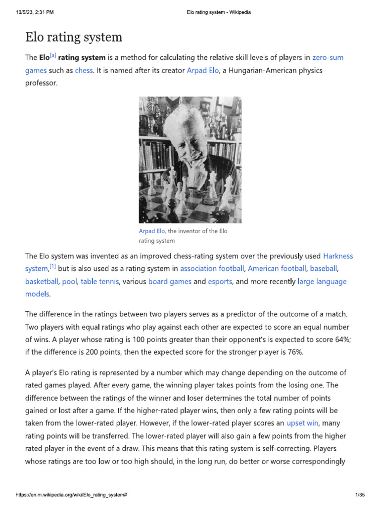 Elo Rating Systems | PDF