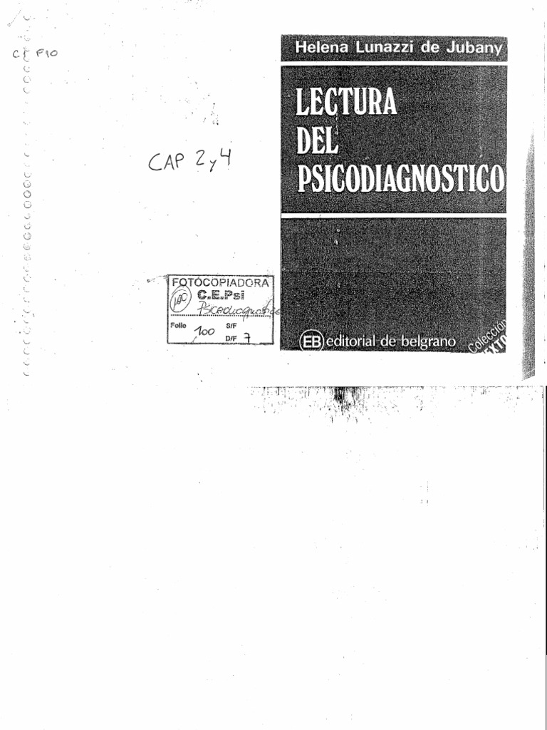 LUNAZZI (1992) - Lectura Del Psicodiagnóstico Cap. II. y IV | PDF