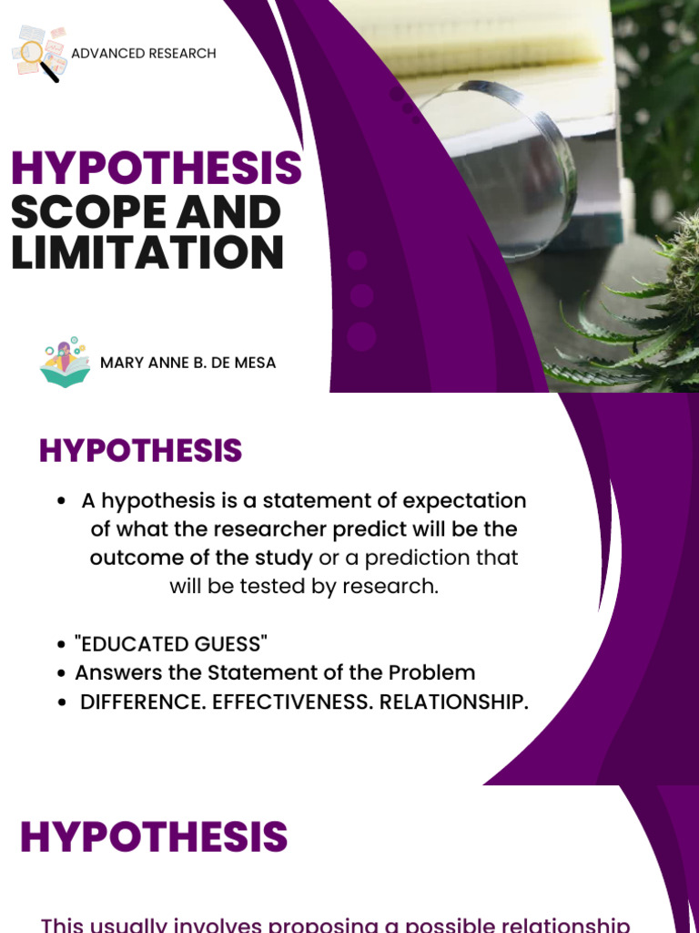Hypothesis - Scope and Limitation | PDF | Hypothesis | Null Hypothesis