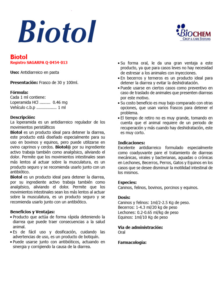 Biotol | PDF | Diarrea | Medicina CLINICA