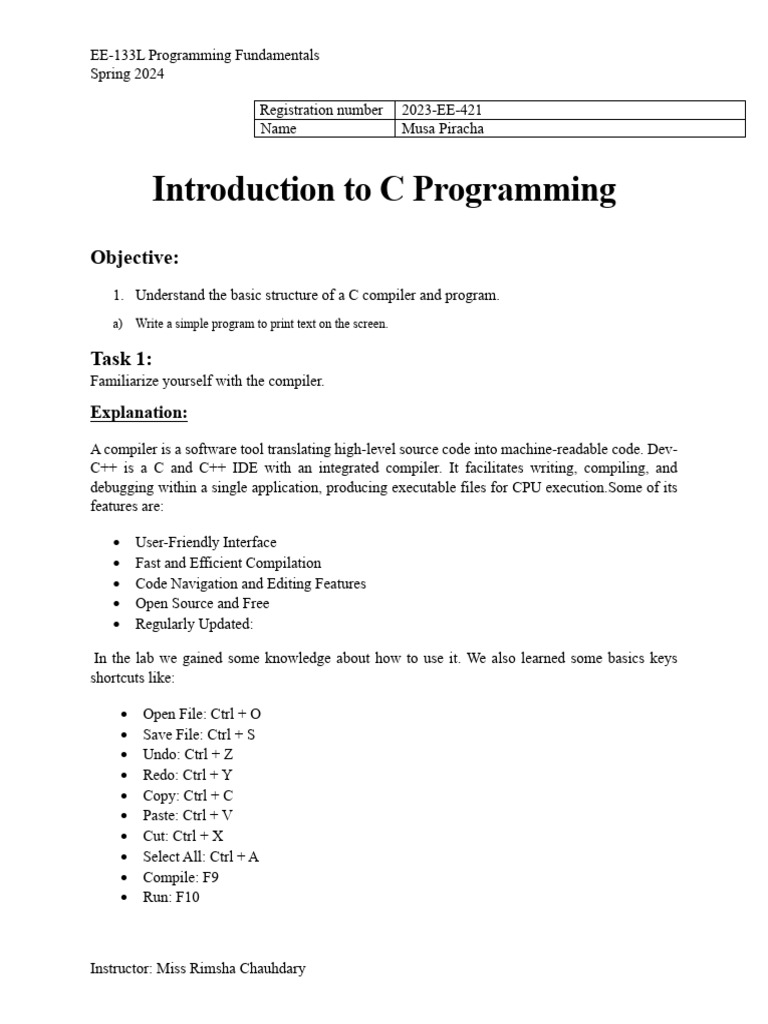 Lab 1 Pdf Computer Programming Compiler 