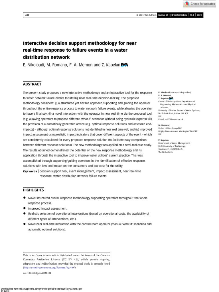 Interactive Decision Support Methodology For Near Real-Time Response To Failure Events in A ...