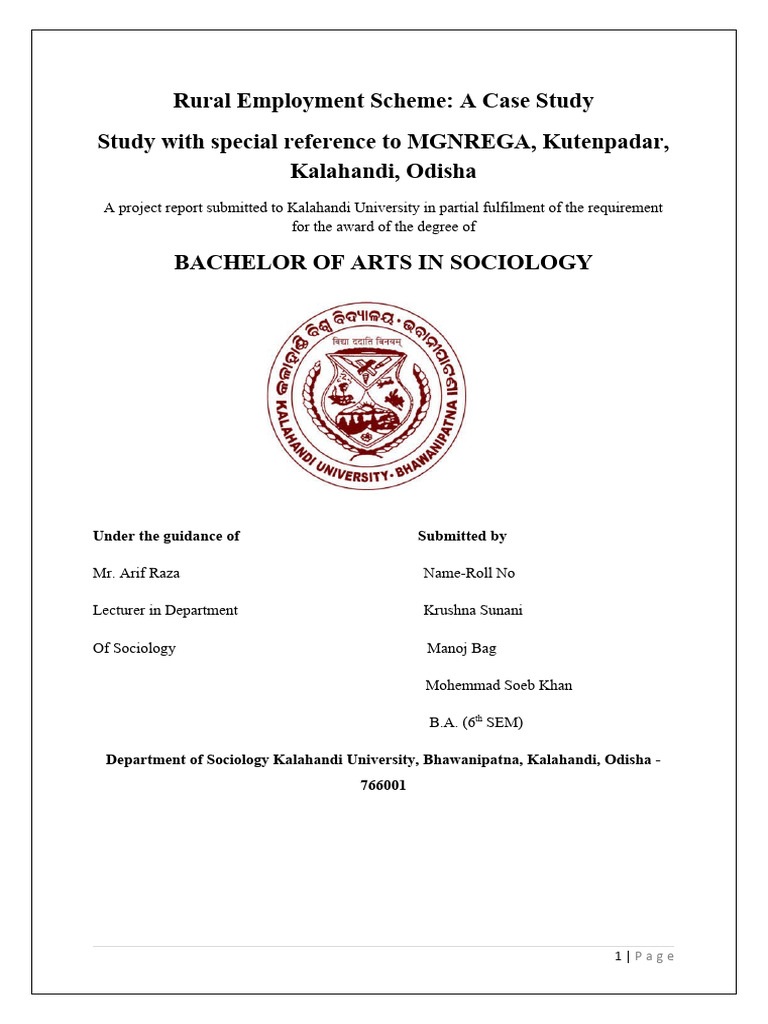 Project Work Pdf Employment Economies