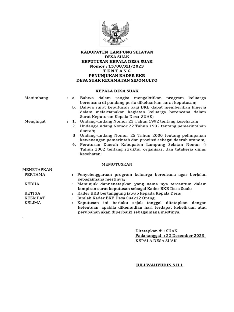 SK Kader BKB Dan PPKBD | PDF