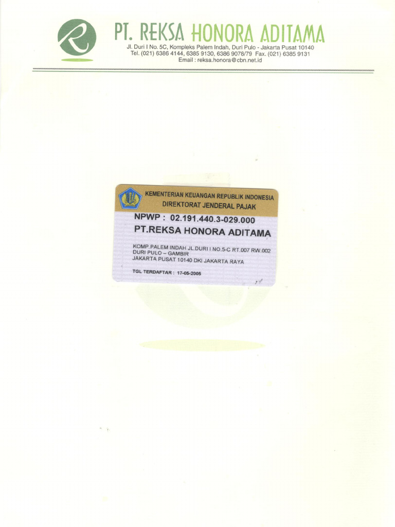 NPWP Perusahaan | PDF