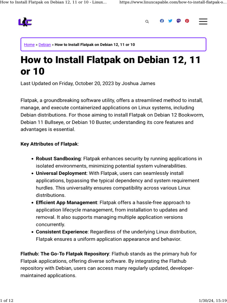 How To Install Flatpak On Debian 12, 11 or 10 - LinuxCapable | PDF | Software Repository ...
