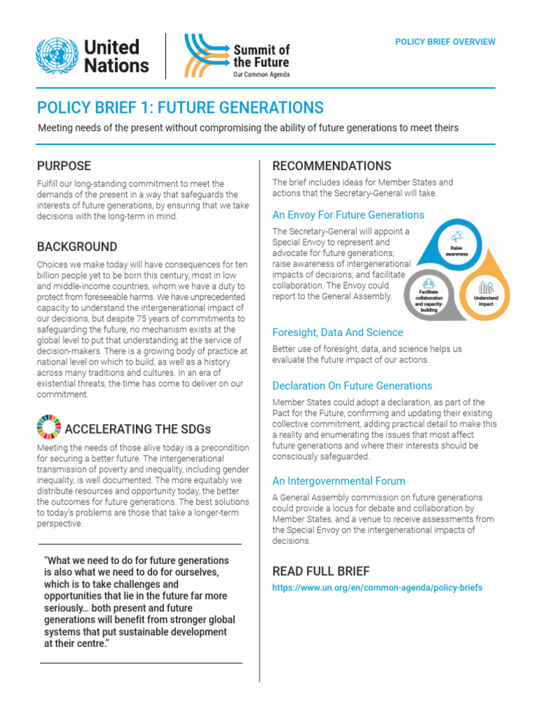 Our Common Agenda Policy Briefs A Quick Summary | Download Free PDF | Debt | Sustainability