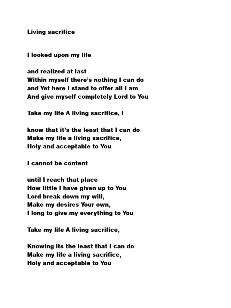 Living Sacrifice: A Spiritual Offering Poem | PDF | Lifestyle