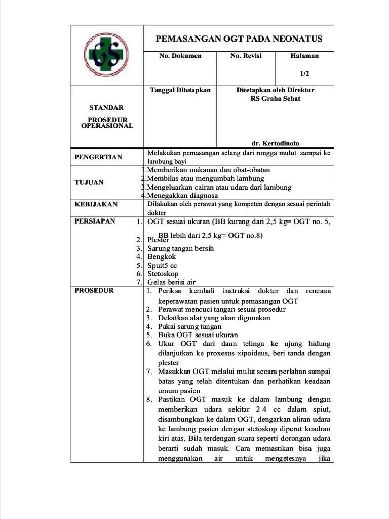 Pdf Pemasangan Ogt Pada Neonatus Compress Pdf