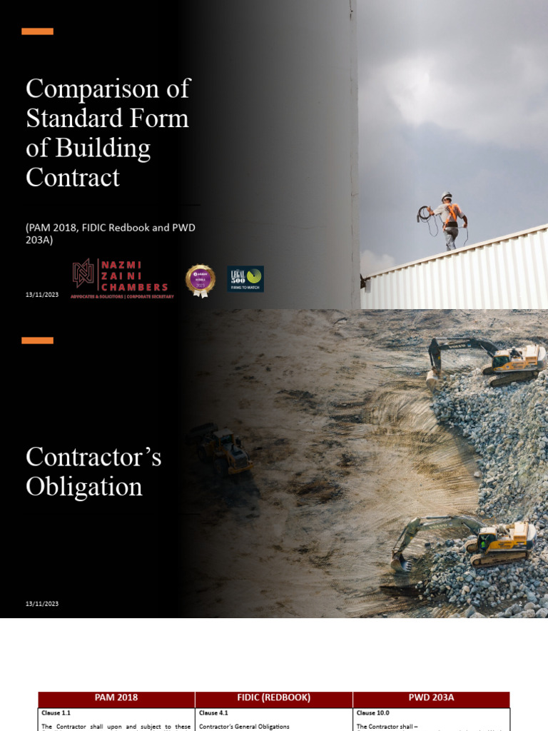 Comparison of Standard Form of Building Contract | PDF