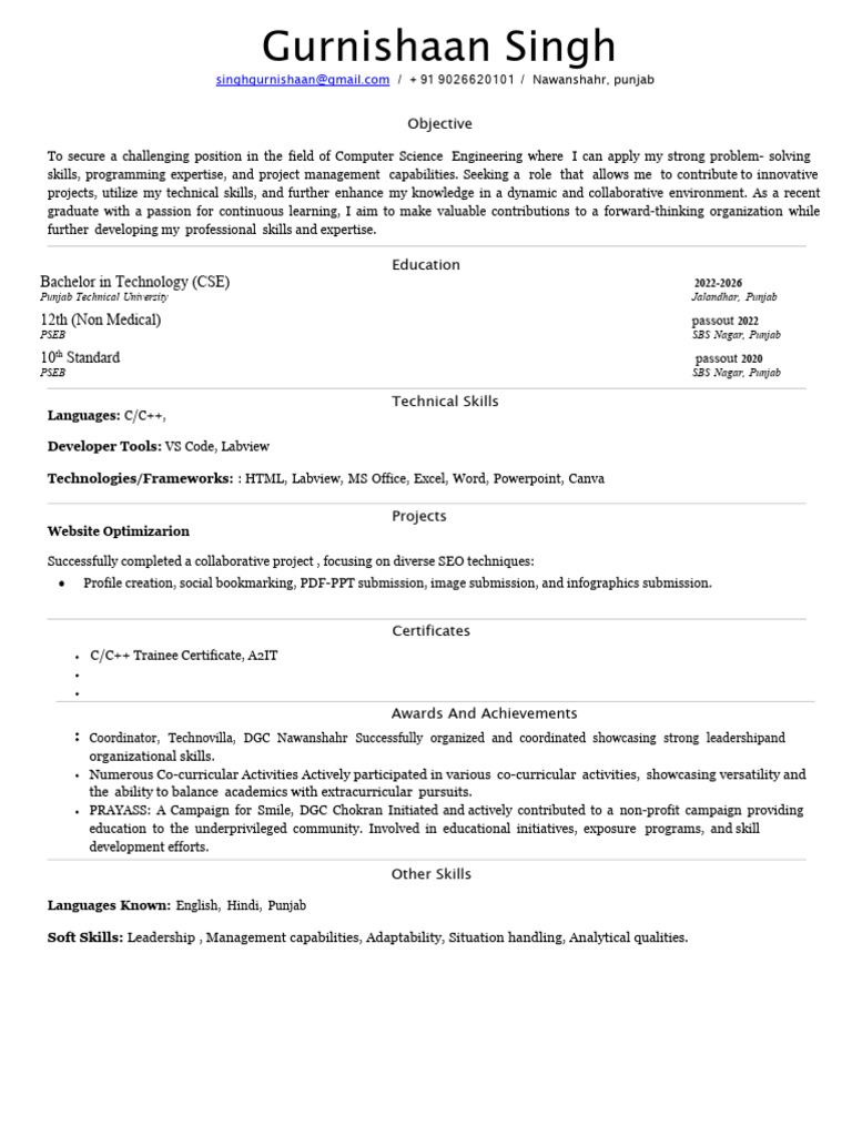 Resume Template | Download Free PDF | Learning | Cognition